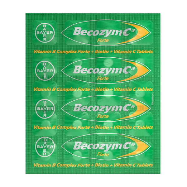 Becozym C Forte - B Complex Tablet with Vitamin C and Biotin (20 table ...