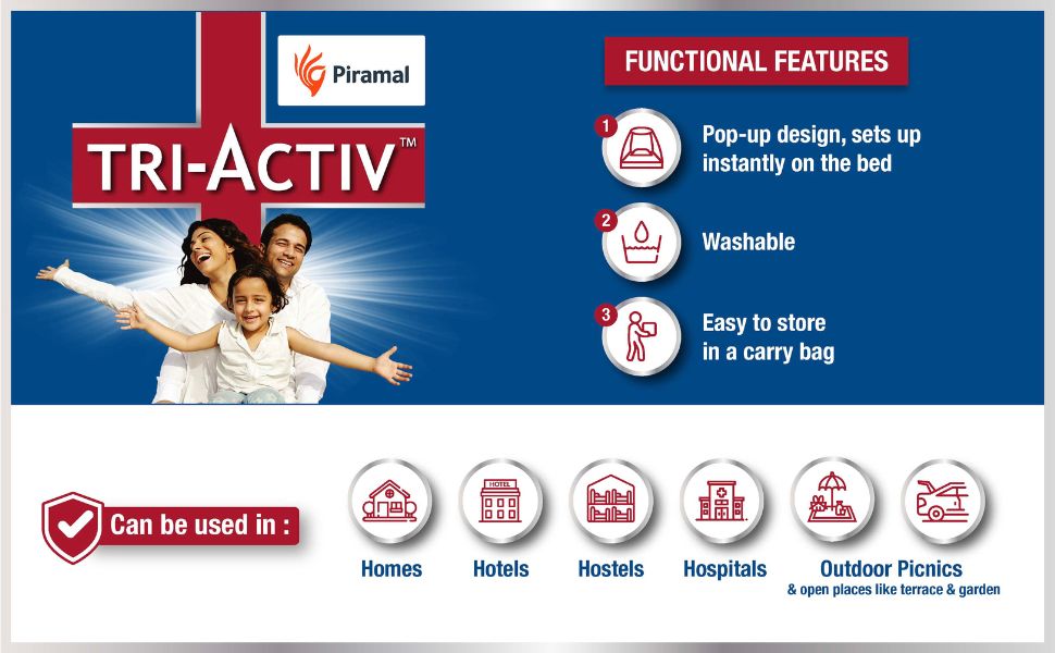 Tri-Activ Mosquito Net for Single Bed |Machardani at Best Price - Wellify