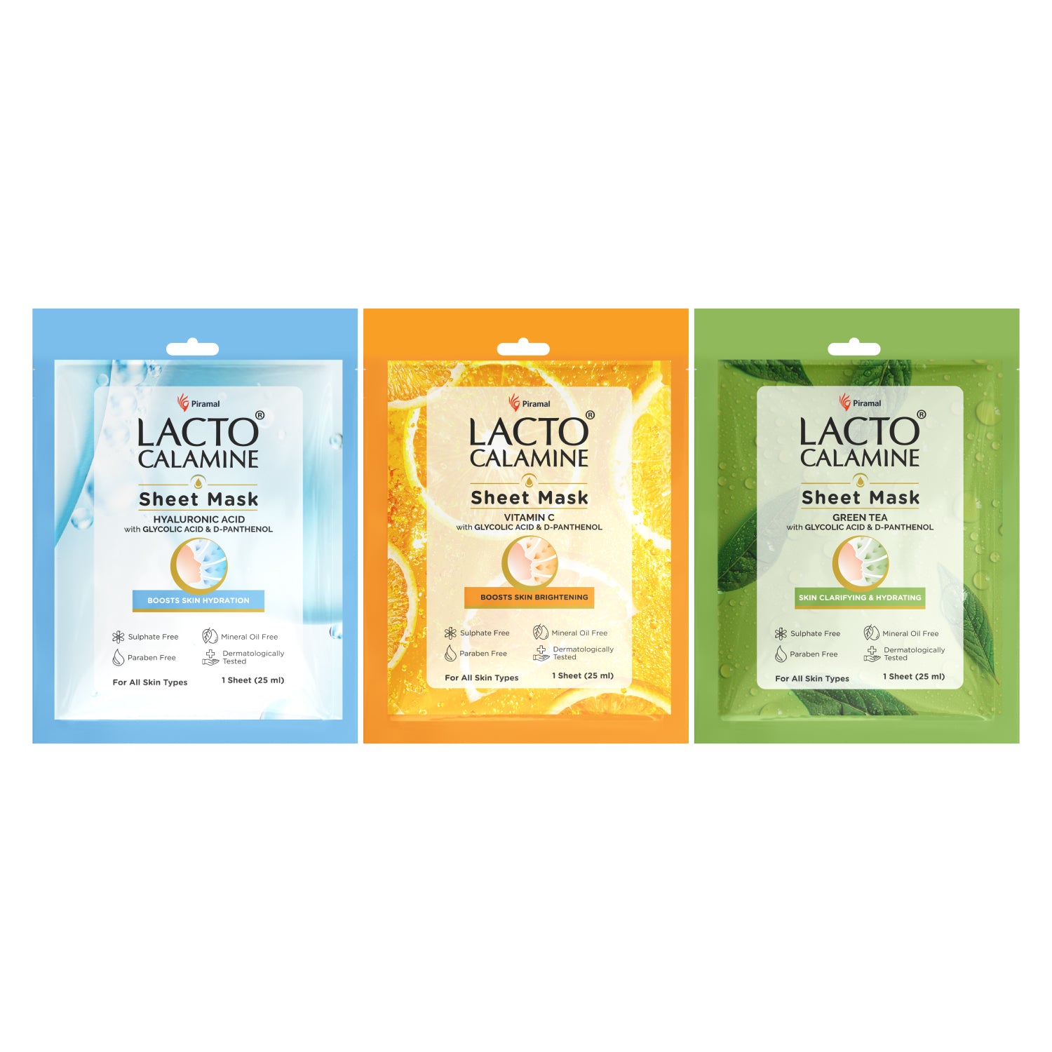 Lacto Calamine Face Sheet Masks | Combo Pack | Vitamin C, Hyaluronic A ...