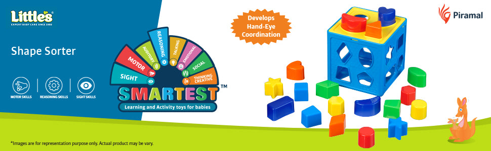 Little’s Shape Sorter Cube with 24 Multicolor Shapes (BIS approved) l ...