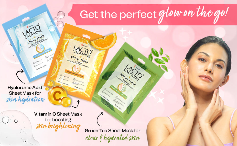 Lacto Calamine Face Sheet Masks | Combo Pack | Vitamin C, Hyaluronic A ...